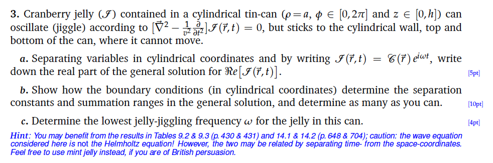 Solved c. ﻿Determine the lowest jelly-jiggling frequency | Chegg.com
