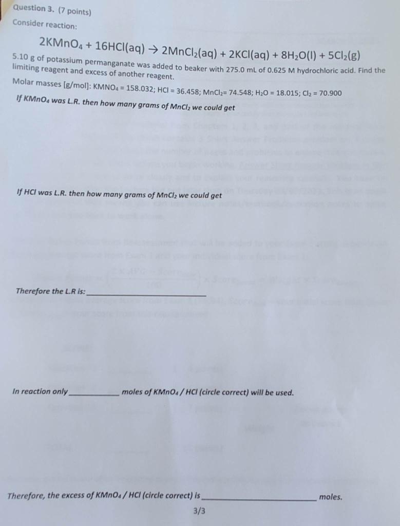 Solved Question 3. (7 points) Consider reaction: | Chegg.com