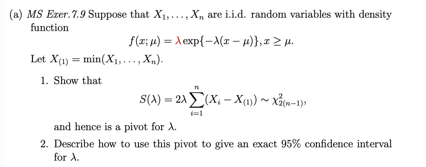 Solved MS Exer.7.9 Suppose that X1,…,Xn are i.i.d. random | Chegg.com