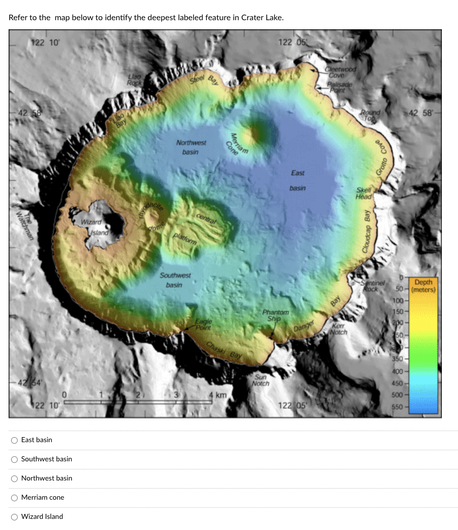 Solved Refer to the map below to identify the deepest | Chegg.com