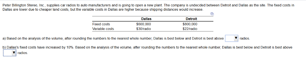Solved Peter Billington Stereo, Inc., supplies car radios to | Chegg.com