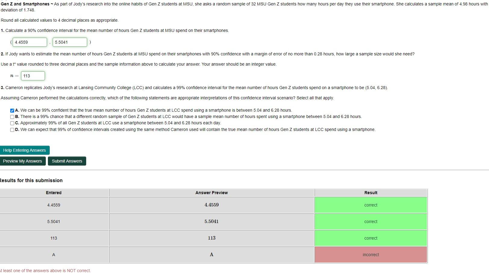 Solved deviation of 1.748 Round all calculated values to 4 | Chegg.com