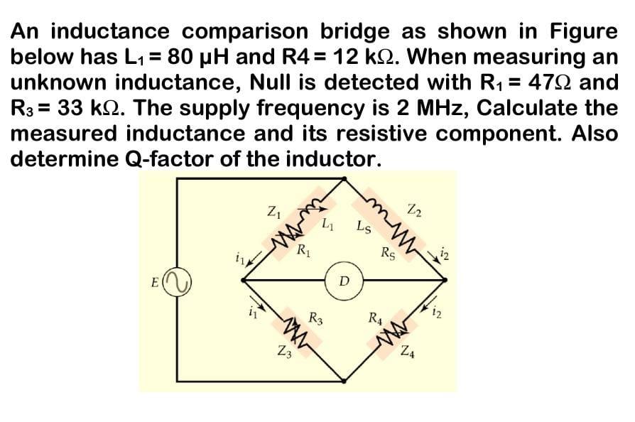 Solved An inductance comparison bridge as shown in Figure | Chegg.com