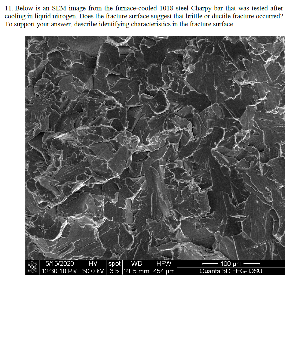 Solved 11. Below is an SEM image from the furnace-cooled | Chegg.com
