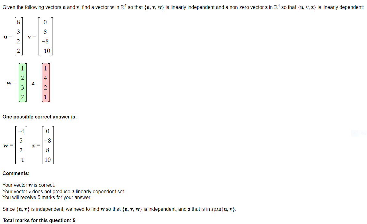 Solved Question 3 [10 points] Given the following vectors u | Chegg.com