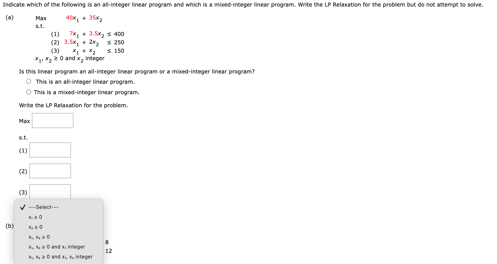 Solved Indicate which of the following is an all-integer | Chegg.com