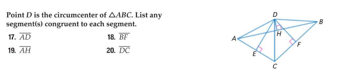 Solved D B Point D is the circumcenter of AABC. List any | Chegg.com
