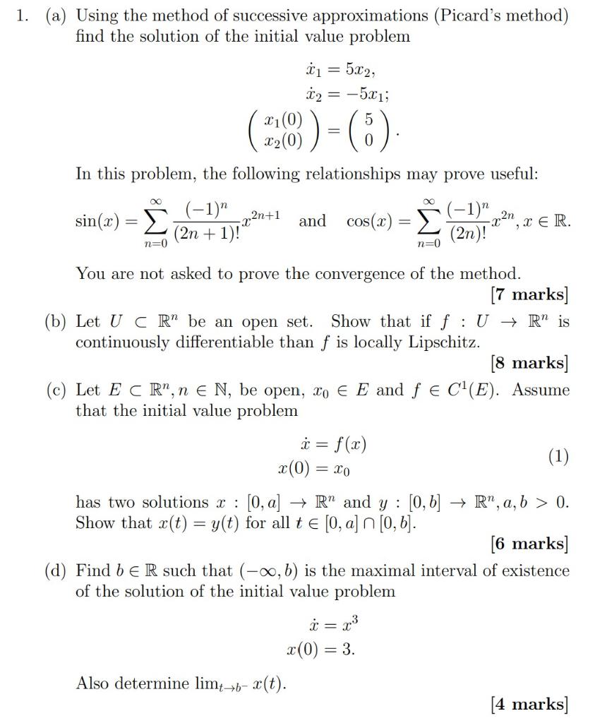 Solved 1. (a) Using the method of successive approximations | Chegg.com