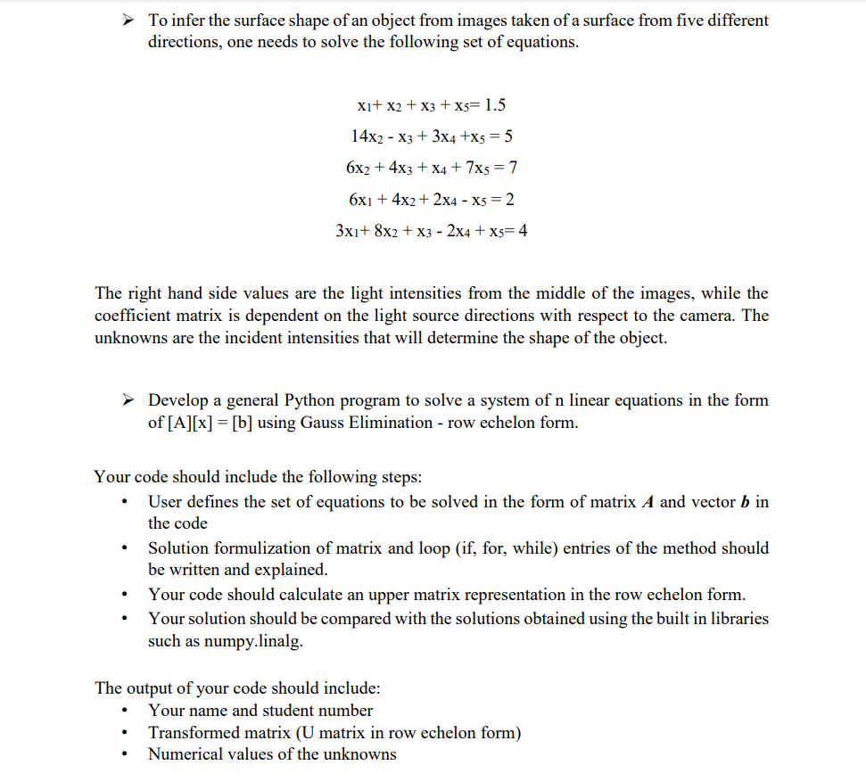 Solved To infer the surface shape of an object from images | Chegg.com
