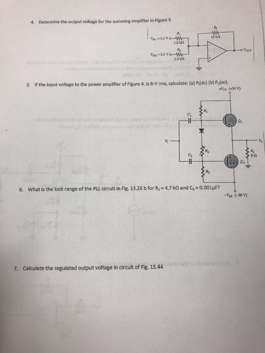 Solved 4. Determine the output voltage for the summing | Chegg.com