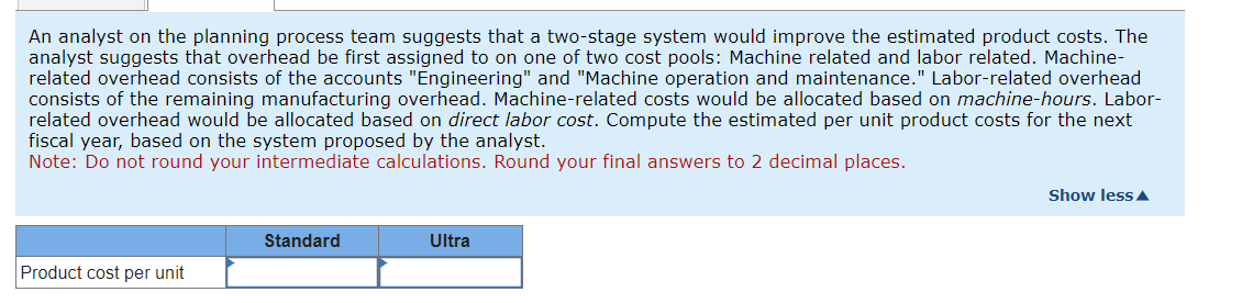Solved Hall, Incorporated manufactures two components, | Chegg.com