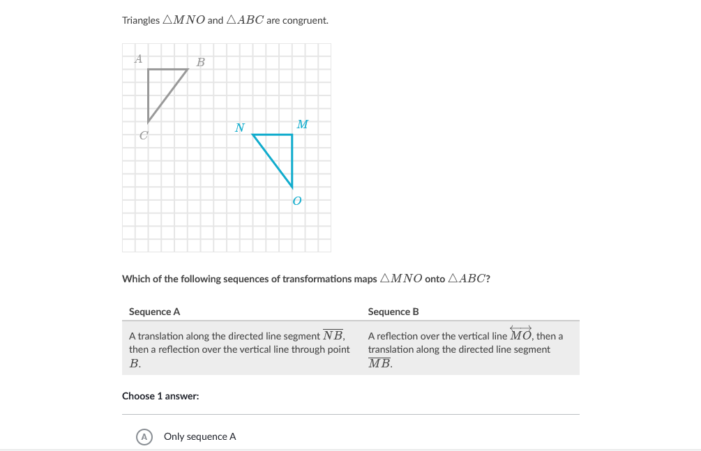 Solved Triangles AMNO and AABC are congruent. А B N M v o | Chegg.com