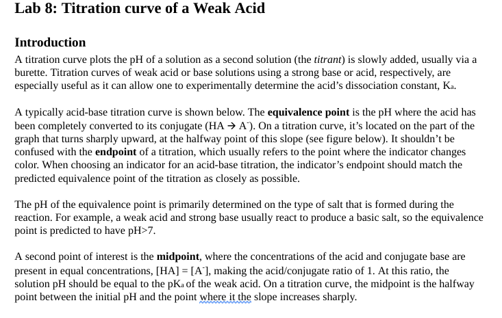 Solved Lab 8: Titration curve of a Weak Acid Introduction A | Chegg.com