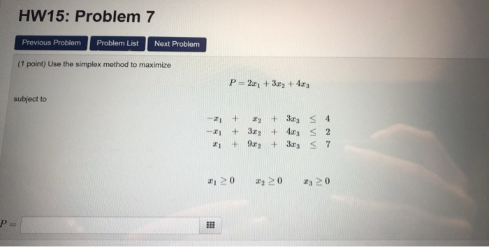 Solved HW15: Problem7 Previous Problem Problem Lst Next | Chegg.com