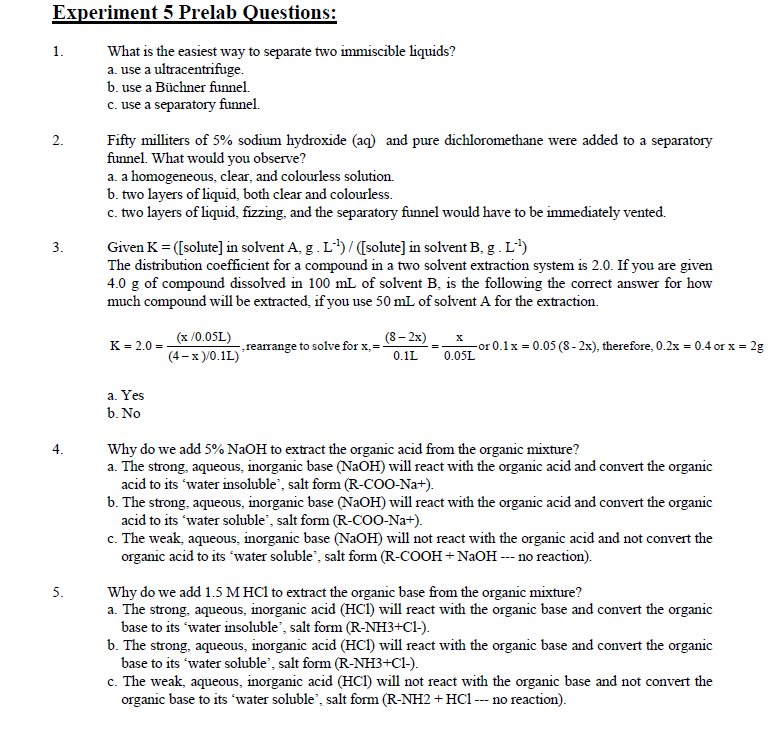 Solved 2. Experiment 1 Prelab Questions: 1. Why do we need | Chegg.com