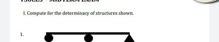 Solved I. Compute for the determinacy of structures shown. | Chegg.com