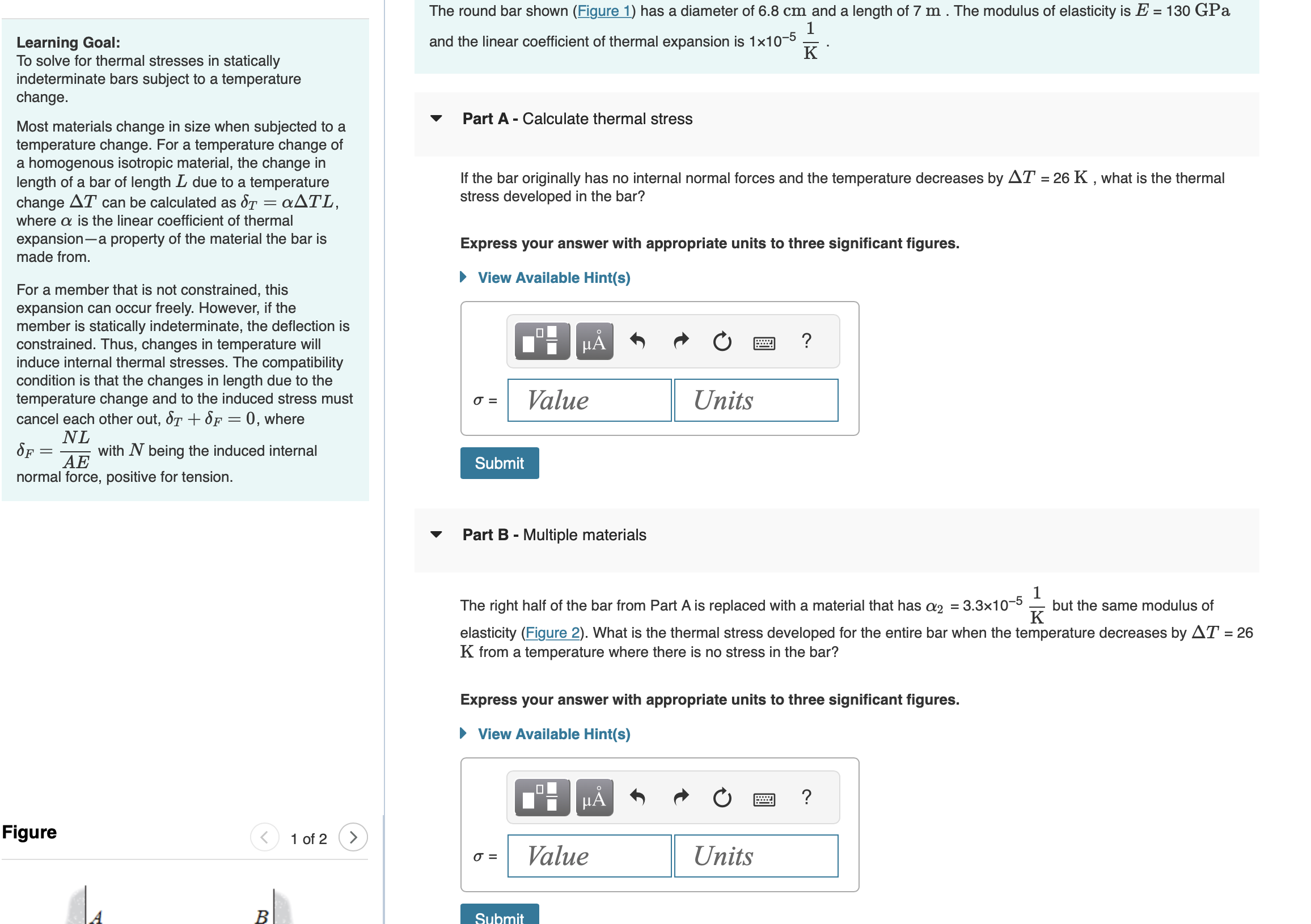 Solved Learning Goal: Part B - ﻿Multiple materialsThe right | Chegg.com