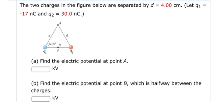 Solved The two charges in the figure below are separated by | Chegg.com