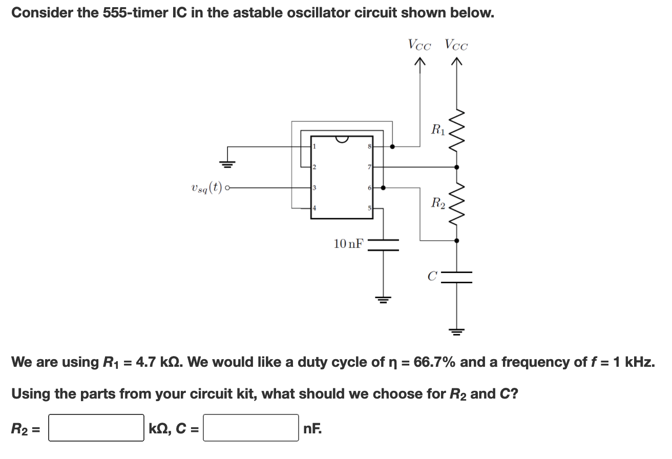 Solved Consider the 555-timer IC in the astable oscillator | Chegg.com