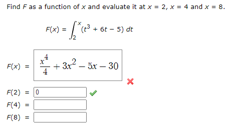 Solved Find F as a function of x and evaluate it at x=2,x=4 | Chegg.com