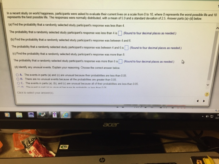 solved-in-a-recent-study-on-world-happiness-participants-chegg