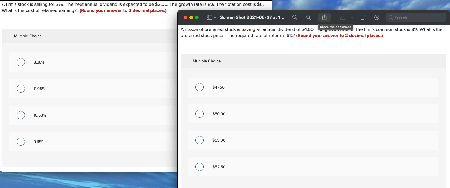 Solved A firm's stock is selling for $79. The next annual | Chegg.com