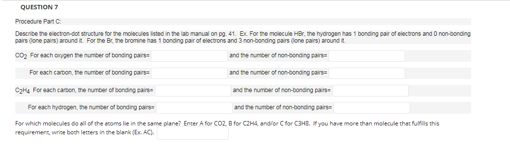 Solved QUESTION 7 Procedure Part C: Describe the | Chegg.com