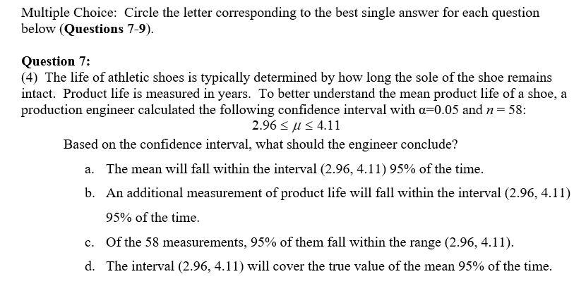 Solved Multiple Choice: Circle the letter corresponding to | Chegg.com