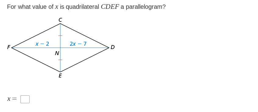 Solved For what value of x is quadrilateral CDEF a | Chegg.com