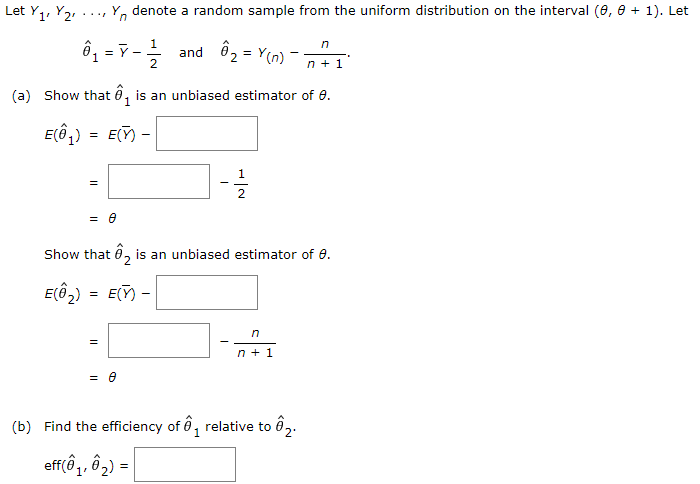 Solved + n n+1 Let Y1. Y21 Yn denote a random sample from | Chegg.com