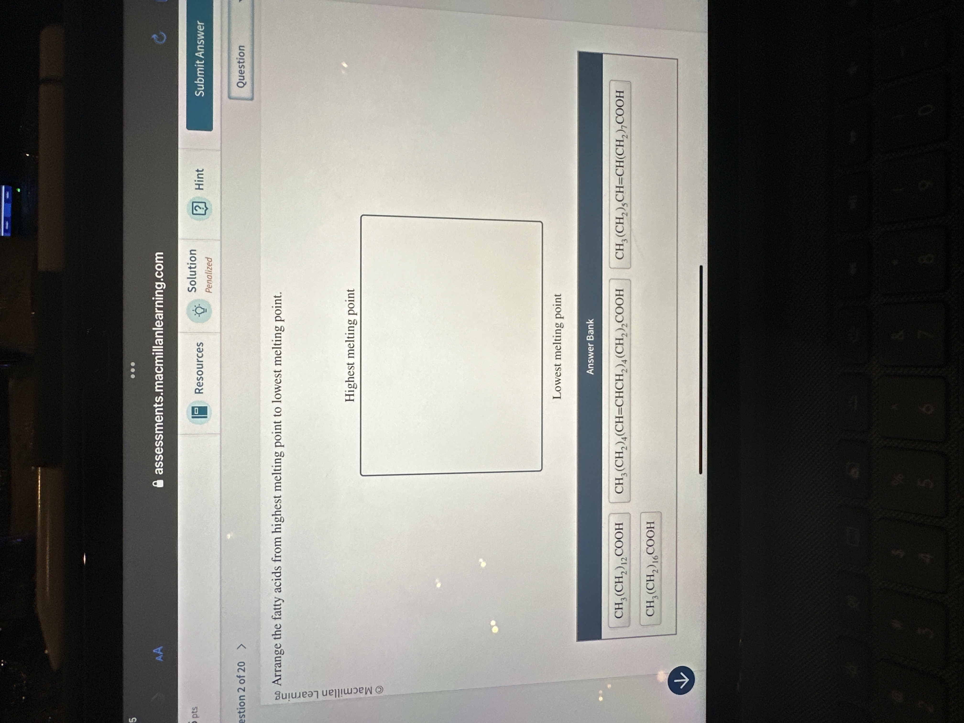 Solved Highest melting pointLowest melting | Chegg.com