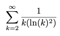 Solved o 1 k(ln(k)2) 2 k=2 | Chegg.com