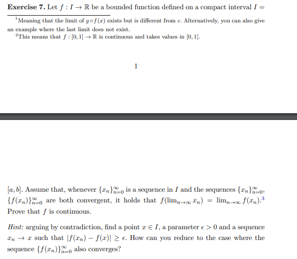 Solved Exercise 7. Let f:IR be a bounded function defined on | Chegg.com