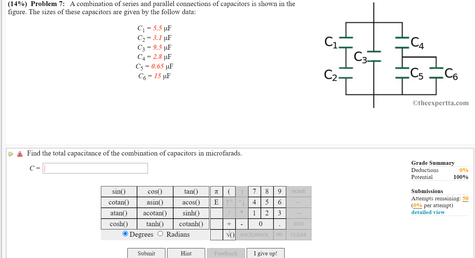 Solved (14\%) Problem 7: A combination of series and | Chegg.com