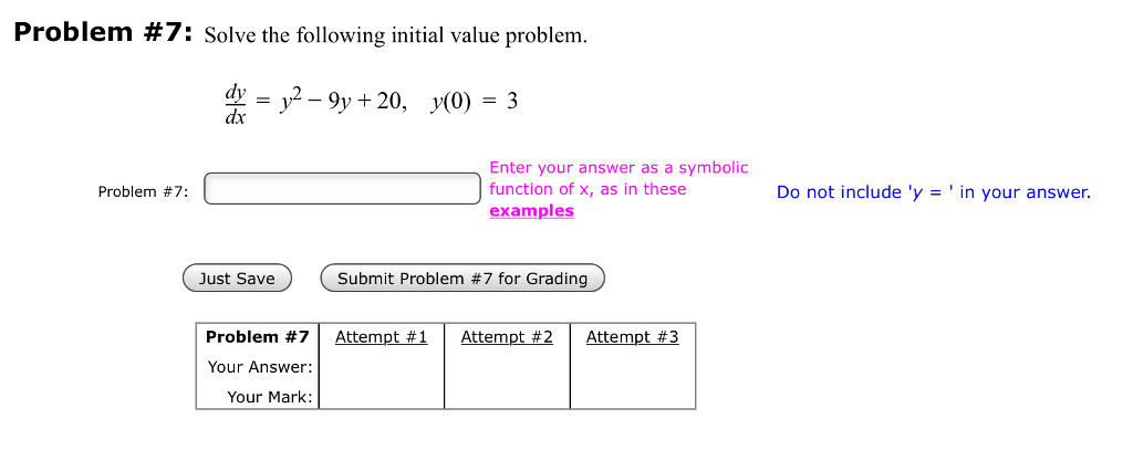 Solved Problem #7: Solve the following initial value problem | Chegg.com
