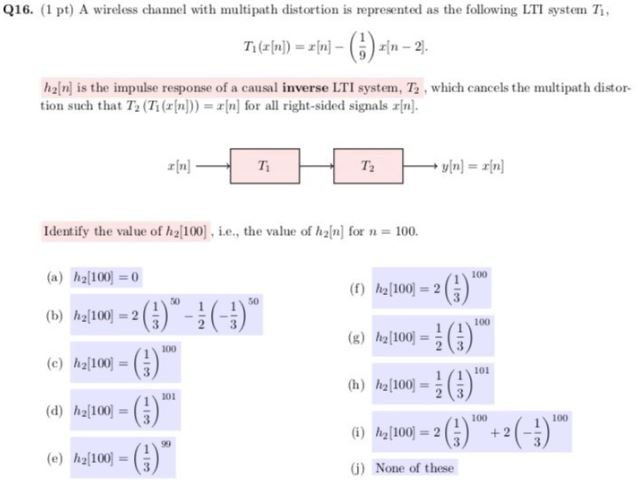 Solved Q16. (1 pt) A wireless channel with multipath | Chegg.com