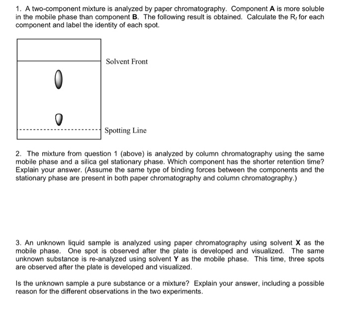 Solved 1. A two-component mixture is analyzed by paper | Chegg.com