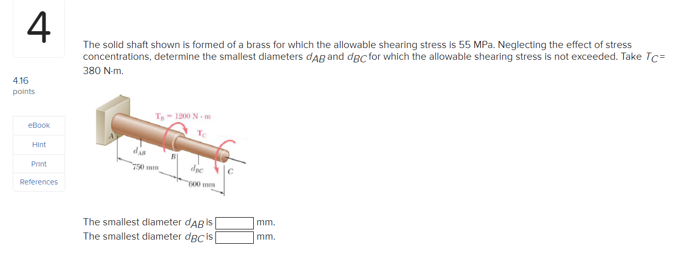 Solved The solid shaft shown is formed of a brass for which | Chegg.com
