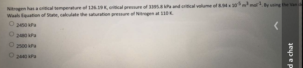 Solved Nitrogen has a critical temperature of 126.19 K, | Chegg.com