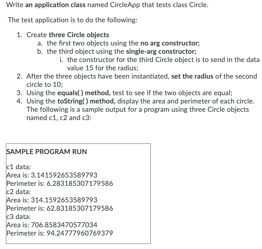 Solved public class Circle { private double radius; public | Chegg.com
