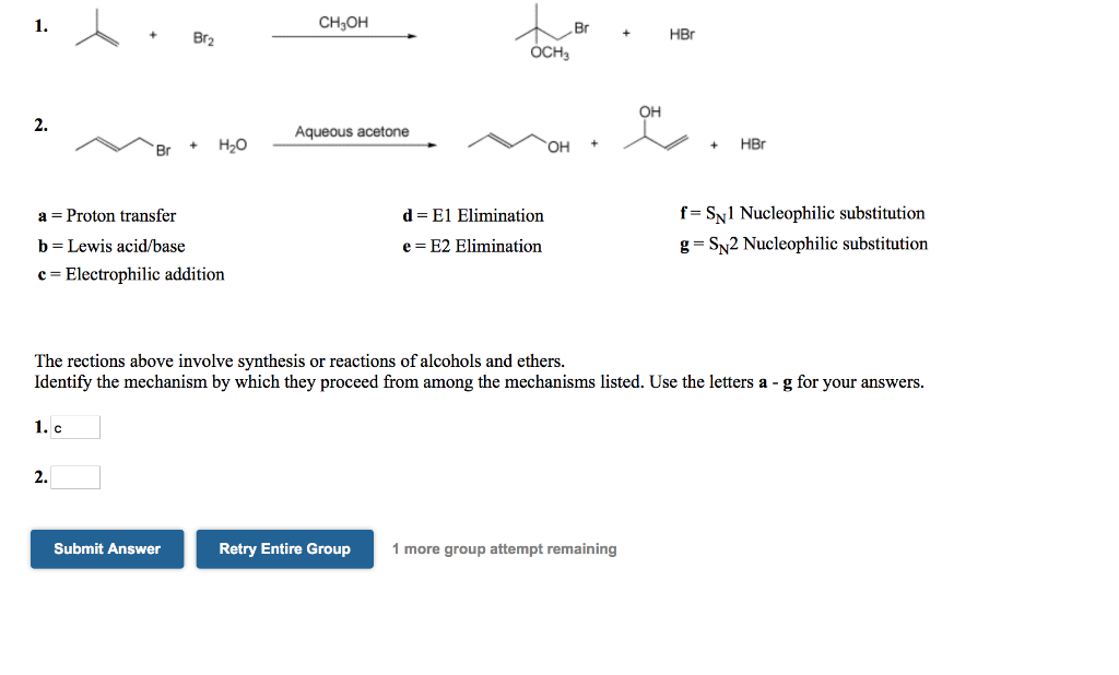 Solved 1. CH3OH Br2 HBT Br OCH OH 2. Aqueous acetone H20 Br | Chegg.com