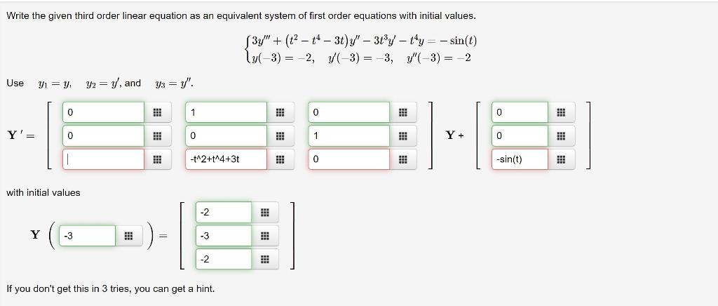 Solved Write the given third order linear equation as an | Chegg.com