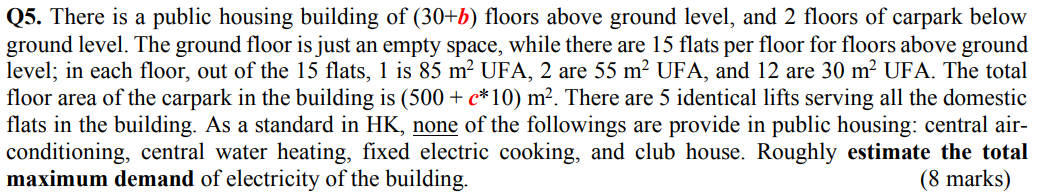 Solved Q5. There is a public housing building of (30+b) | Chegg.com