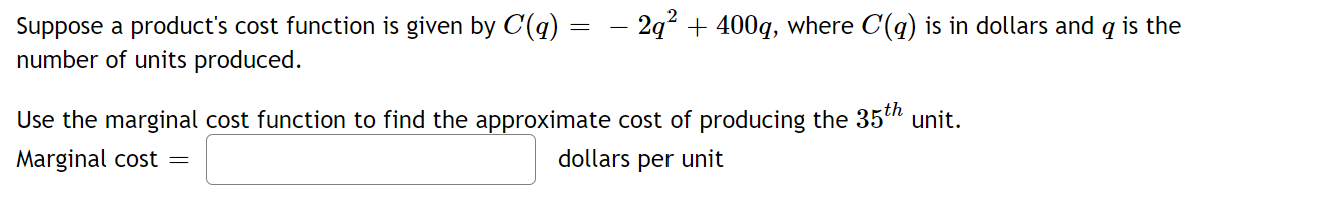 Solved Suppose a product's cost function is given by | Chegg.com