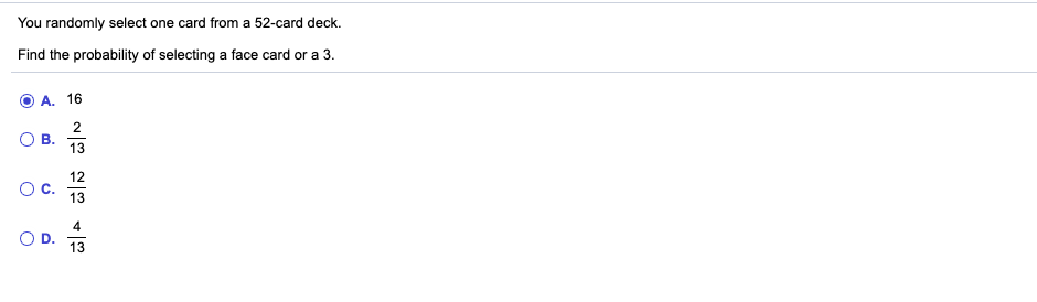 Solved You randomly select one card from a 52-card deck. | Chegg.com