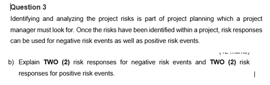 Solved Question 3 Identifying and analyzing the project | Chegg.com