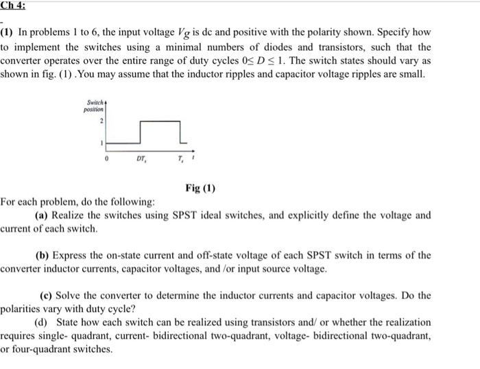 Solved Ch4 1 In Problems 1 To 6 The Input Voltage Vg Is