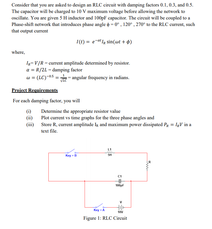 Consider that you are asked to design an RLC circuit | Chegg.com