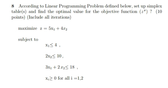 Solved 8 According to Linear Programming Problem defined | Chegg.com