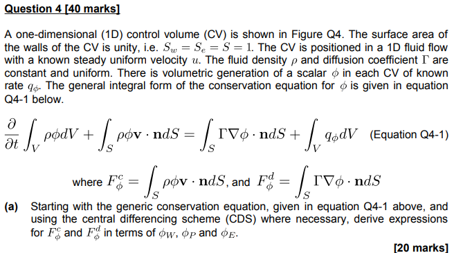 Solved A one-dimensional (1D) control volume (CV) is shown | Chegg.com